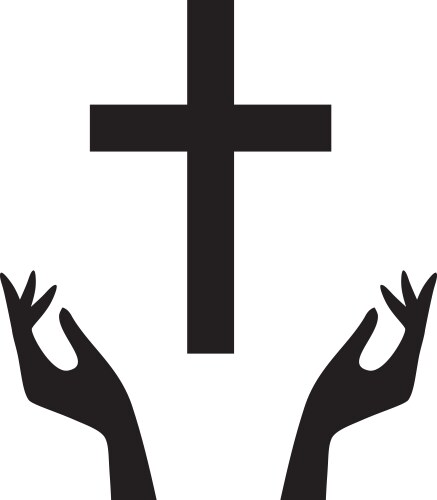 Folded hands holding cross praying gesture Vector Image