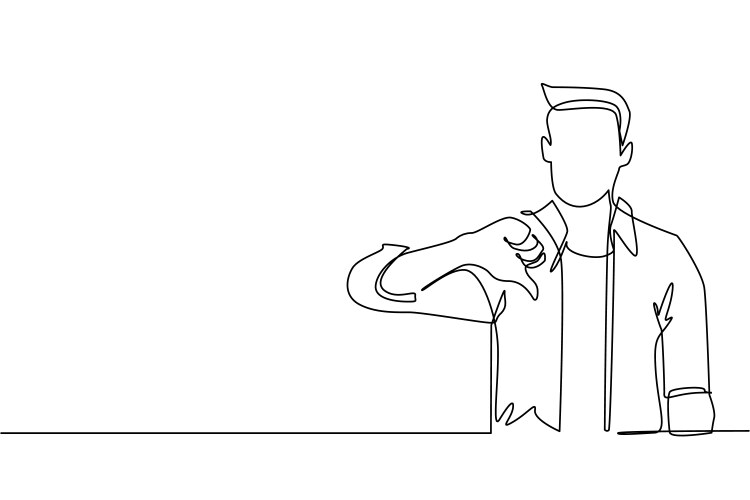Continuous One Line Drawing Standing Man Vector Image