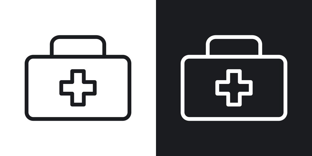 First aid box icon set kit medical bag symbol Vector Image