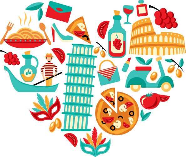 Germany travel heart set Royalty Free Vector Image