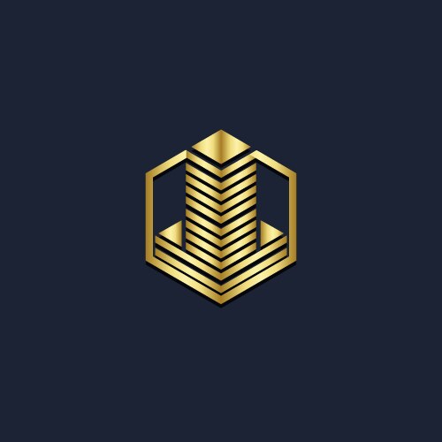 House icon gold logo Royalty Free Vector Image