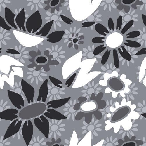 Monochrome Seamless Pattern With Abstract Retro Vector Image
