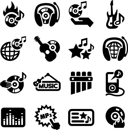 Rock music - graphic icon set design elements Vector Image