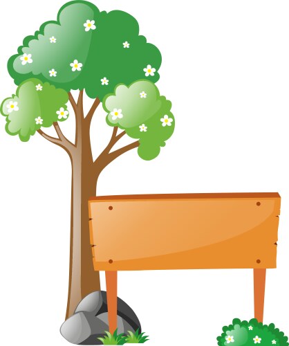 Wooden sign in forest Royalty Free Vector Image