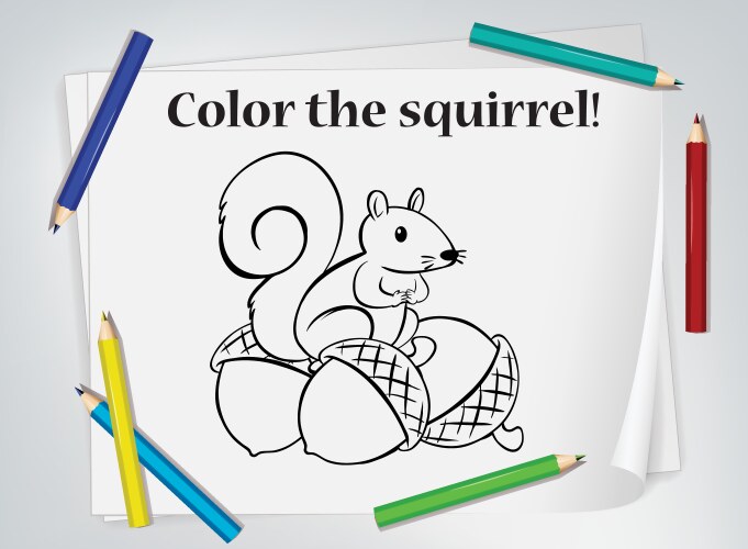 Worksheet design for matching squirrels Royalty Free Vector