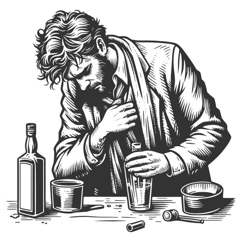 Man drinking alone Royalty Free Vector Image - VectorStock