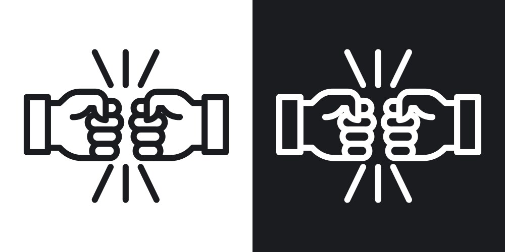 Fist bump icon set strong team strength hand Vector Image