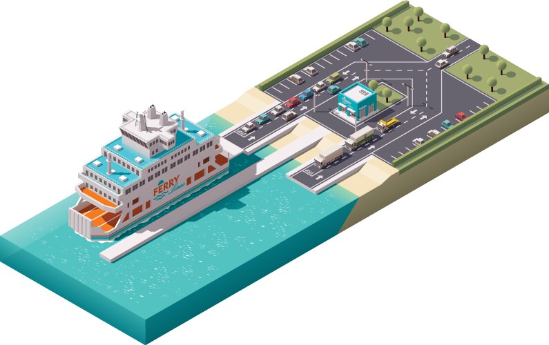 Cargo port isometric composition Royalty Free Vector Image