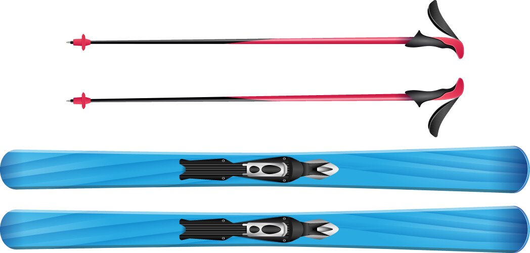 Skis with classic bindings and ski poles Vector Image