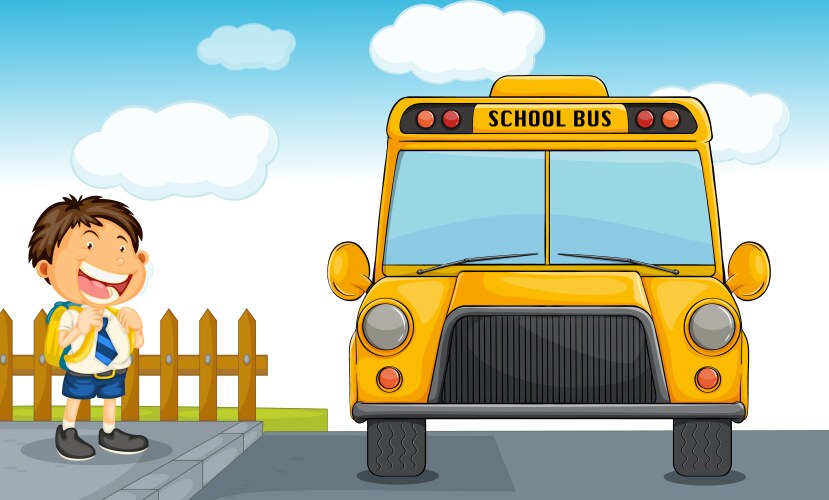 Young brother and sister waiting for a school bus Vector Image