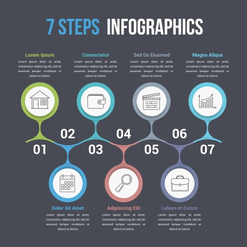 Seven steps infographics Royalty Free Vector Image