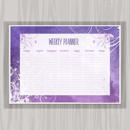 Weekly planner with watercolour background – Royalty-Free Vector ...