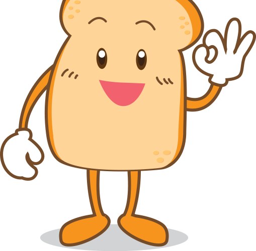 Comic bread character cartoon Royalty Free Vector Image