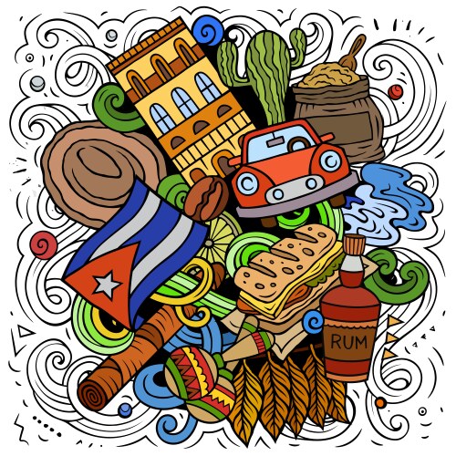Cuba cartoon doodle funny cuban Royalty Free Vector Image