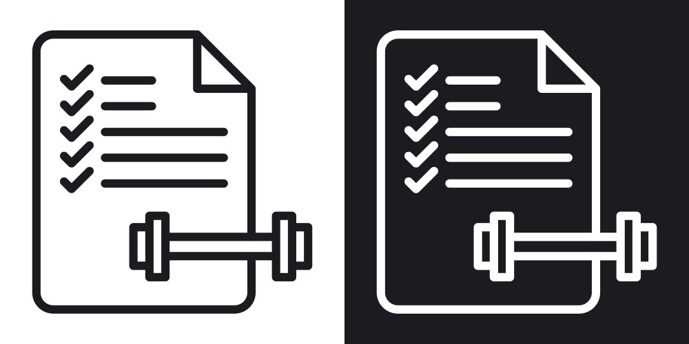 Fitness plan icon set workout exercise nutrition Vector Image