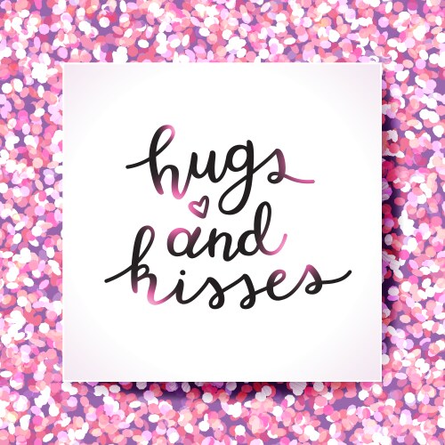 Xoxo hugs and kisses lettering design line art Vector Image