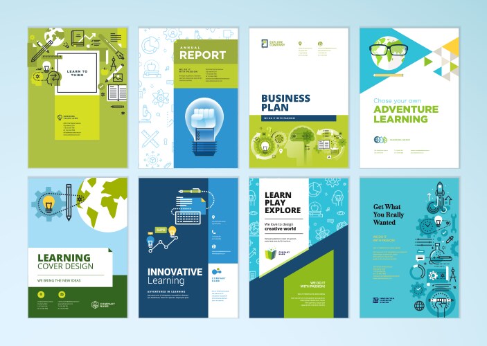 Education brochure covers training and courses Vector Image
