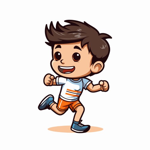 Cartoon little boy running in a race on white Vector Image