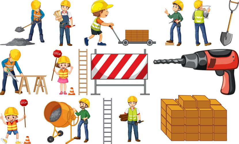 Carpenter with wood and tools Royalty Free Vector Image