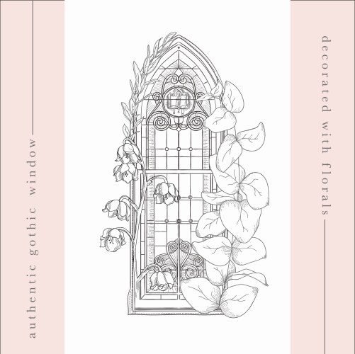 Medieval gothic contour window Royalty Free Vector Image