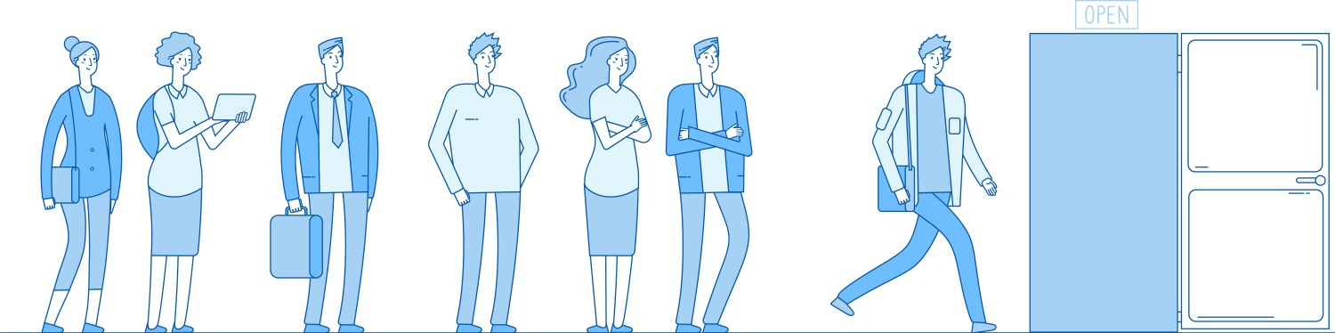 People queue waiting line Royalty Free Vector Image