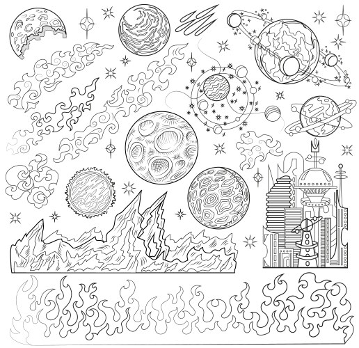 Solar System Line Drawing Vector Images (over 2,300)