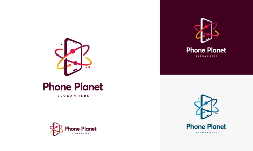 Planet logo designs communications worldwide Vector Image
