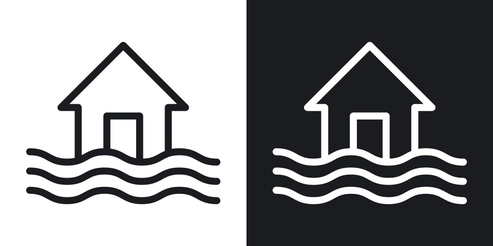 Flood disaster sign icon set flood-prone area Vector Image