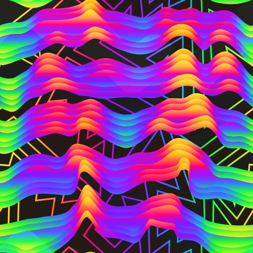 Neon wireframe wave pattern Royalty Free Vector Image