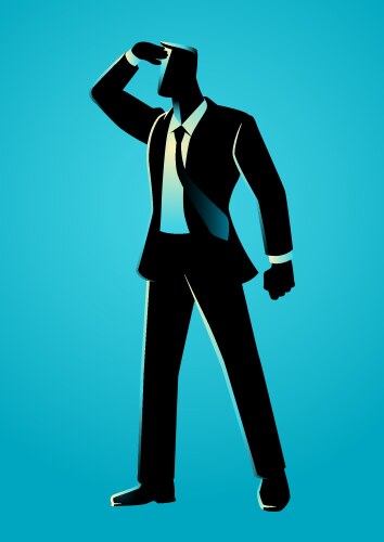 Businessman silhouette pose hand forehead gesture Vector Image