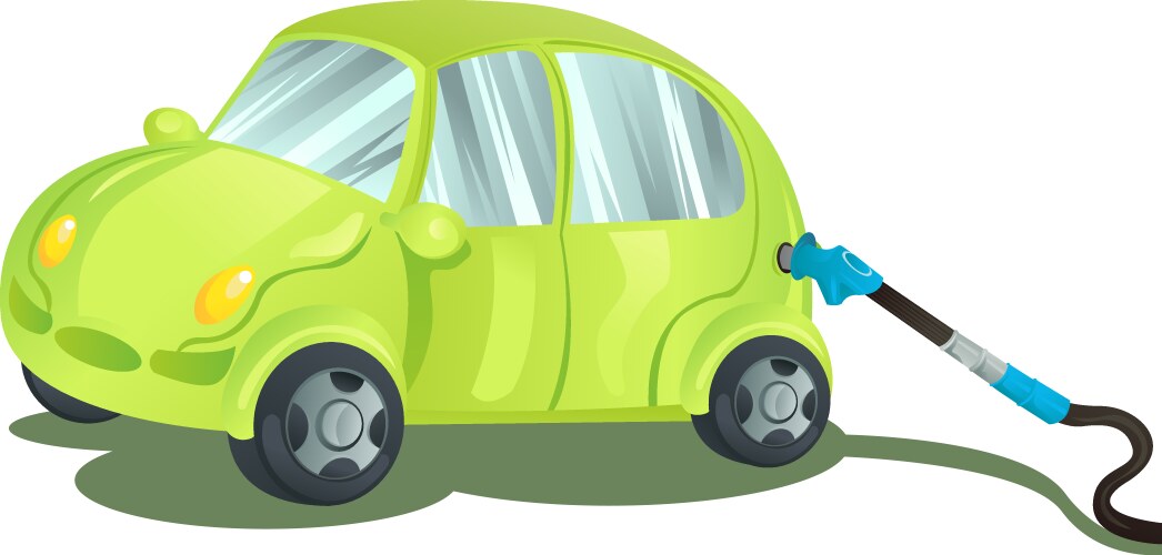Cute cartoon green car Royalty Free Vector Image