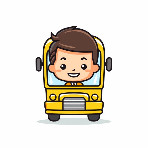 School bus driver cartoon character cute Vector Image