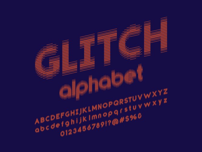 Glitch font Royalty Free Vector Image - VectorStock