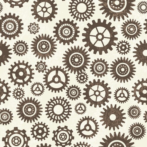 Monochrome clockwork seamless pattern Royalty Free Vector