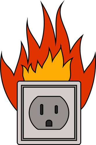 Electric outlet fire icon Royalty Free Vector Image