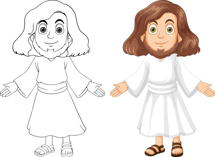 Jesus christ character in cartoon style Royalty Free Vector