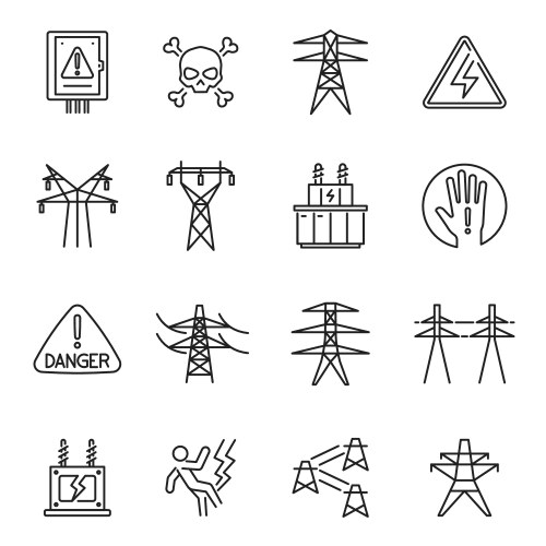 Landscape high voltage transmission line Vector Image