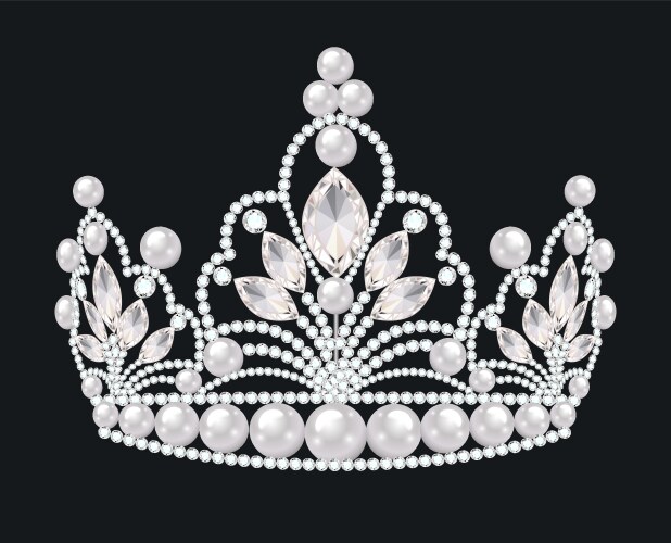 Tiara crown womens wedding with pink stones Vector Image