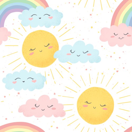 Cute sun and rainbow Royalty Free Vector Image