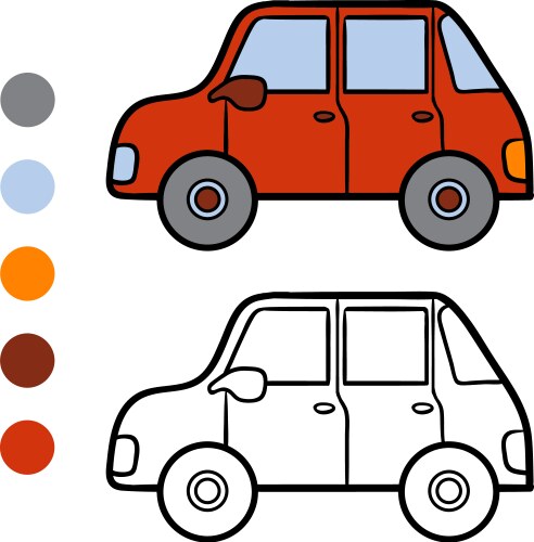 Trace and color for kids car Royalty Free Vector Image