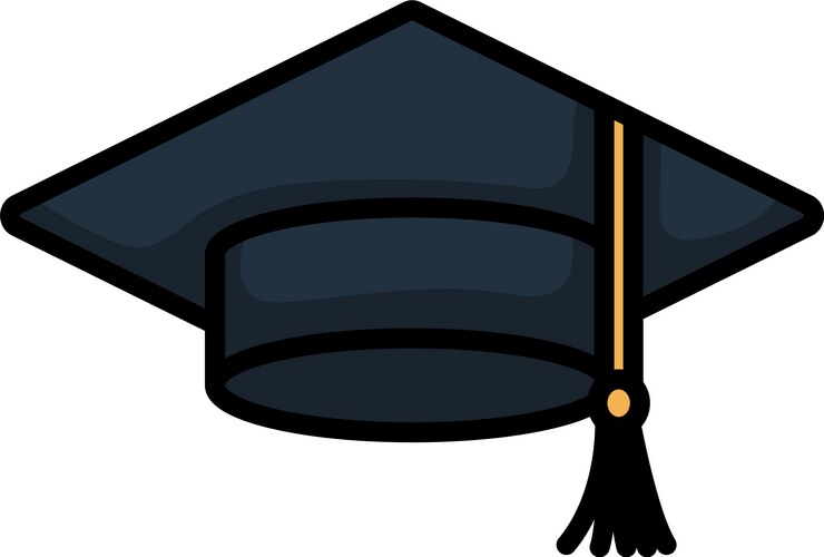 Graduation cap element hand drawn Royalty Free Vector Image