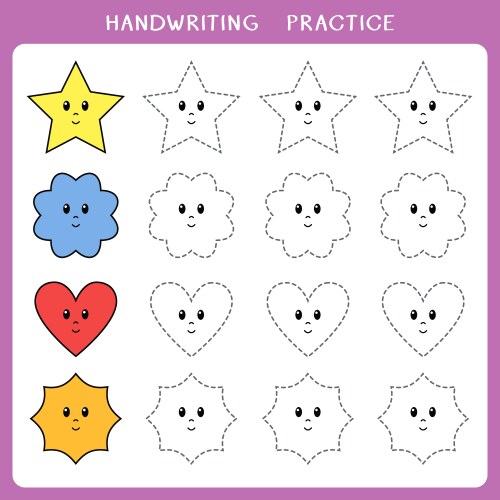 Handwriting practice sheet Royalty Free Vector Image