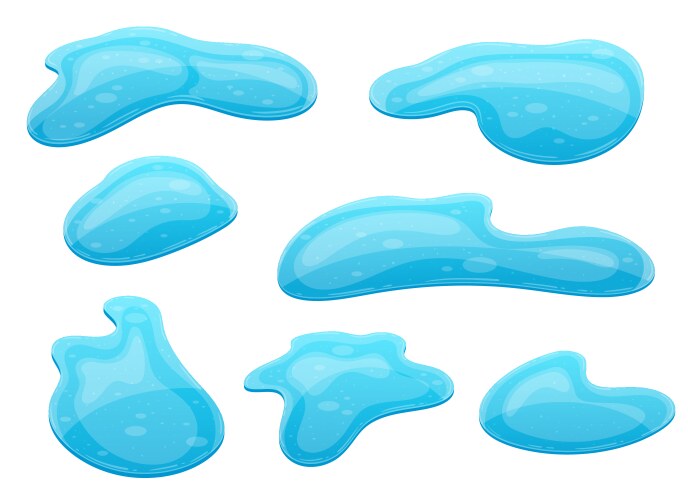 Set puddle liquid cartoon style Royalty Free Vector Image