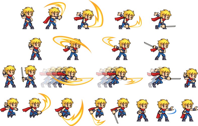 Black Ninja Attack Sprite Sheet Royalty Free Vector Image