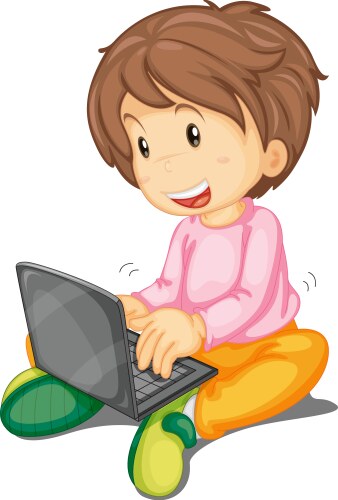 Funny employee man working with computer cartoon Vector Image Funny employee man working with computer cartoon Vector Image