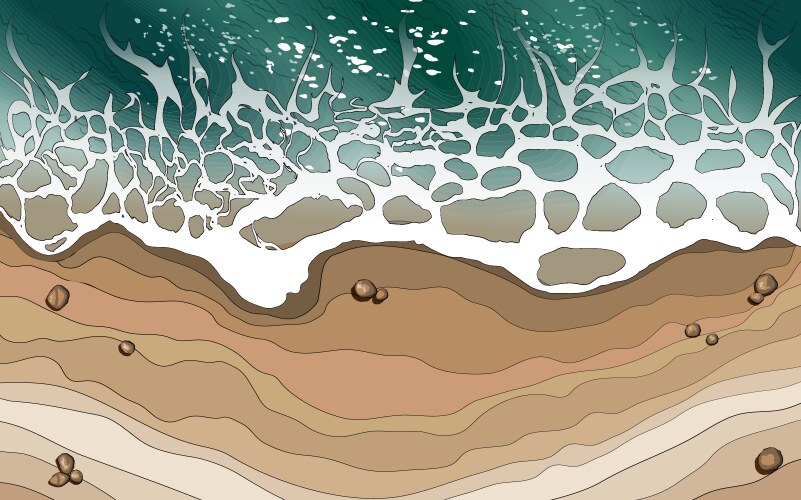 Sand and wave beach realistic background Vector Image