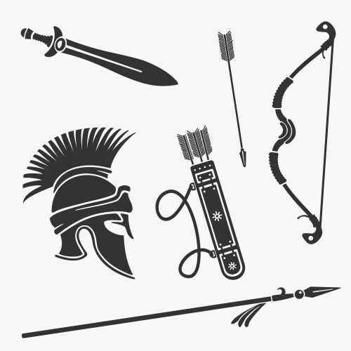 Set ancient of hunting and military weapons Vector Image