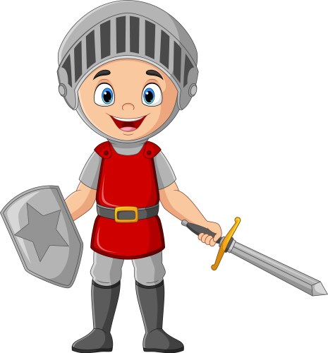 Cartoon knight with fierce dragon Royalty Free Vector Image