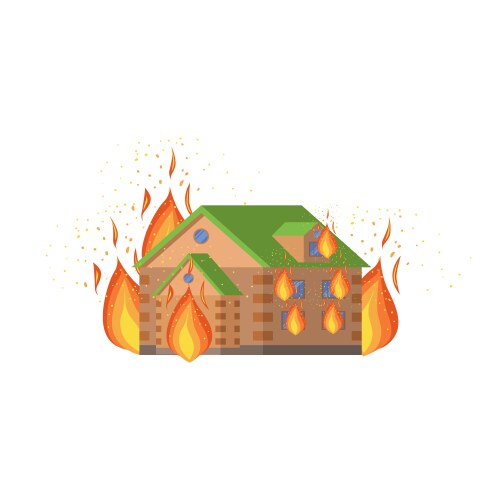 Modern house on fire Royalty Free Vector Image