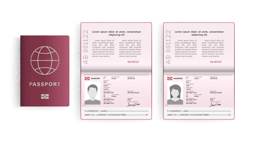 Realistic set passport identity card isolated Vector Image